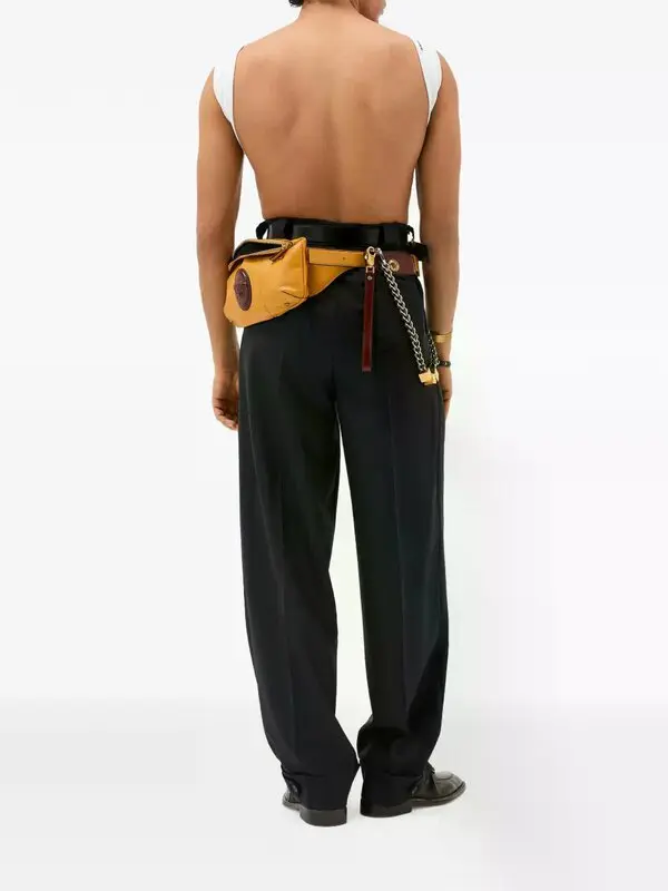 Versace Pinstripe Wool Oversized Pants - Blue