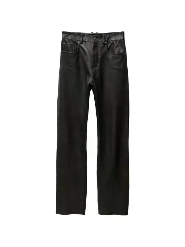 Versace Straight-leg Plongé Leather Trousers - Black