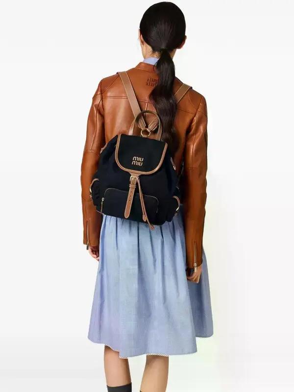 Miu Miu Canvas And Leather Backpack