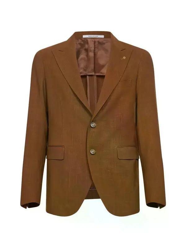 Tagliatore Logo-pin Peak-lapel Single-breasted Wool Blazer - Brown