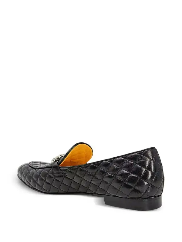 MADISON MAISON Quilted Embellished Leather Loafers - Black
