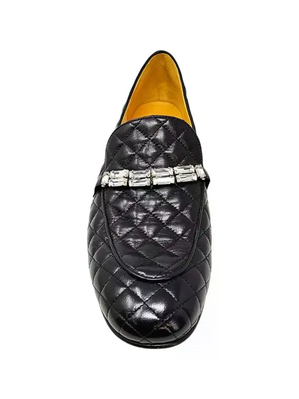 MADISON MAISON Quilted Embellished Leather Loafers - Black
