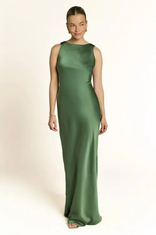 REWRITTEN Paloma Scoop Back Maxi Dress - Olive