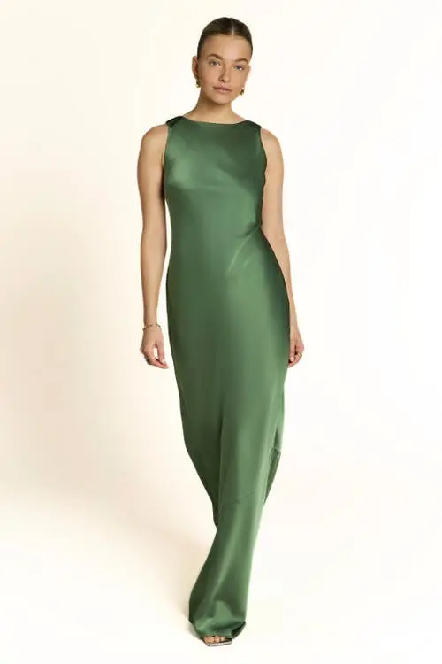 REWRITTEN Paloma Scoop Back Maxi Dress - Olive