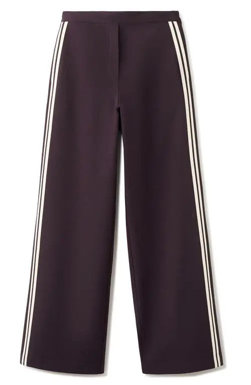 Mango Sophie Stripe Wide Leg Trousers - Wine