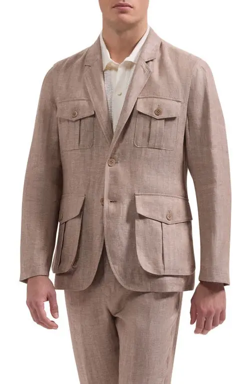 Bugatchi Linen Safari Jacket - Tobacco