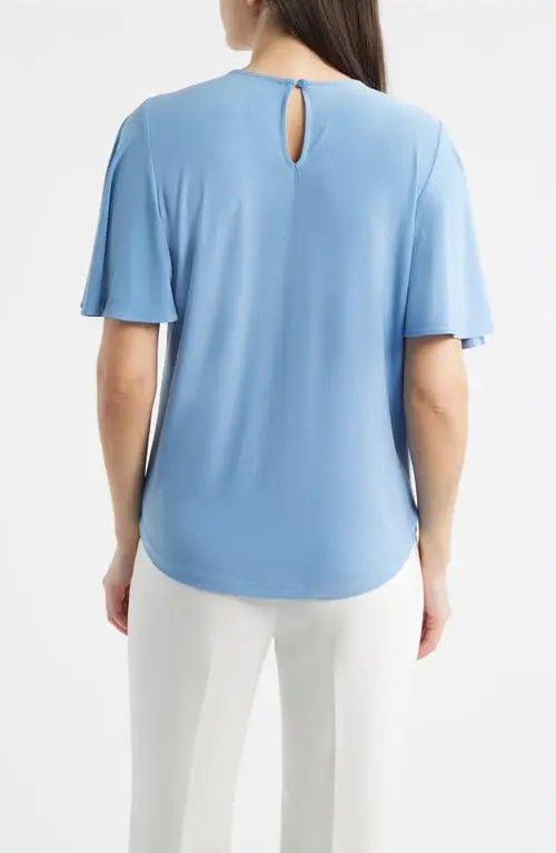 Anne Klein Pleat Neck Bell Sleeve Top - Lagoon