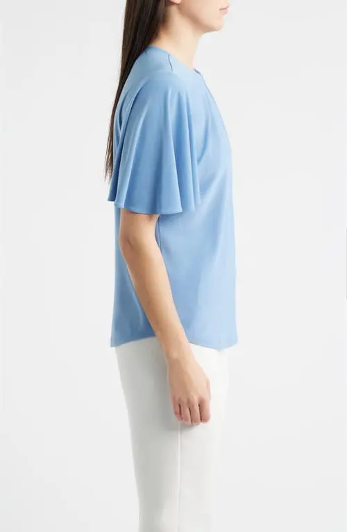 Anne Klein Pleat Neck Bell Sleeve Top - Lagoon
