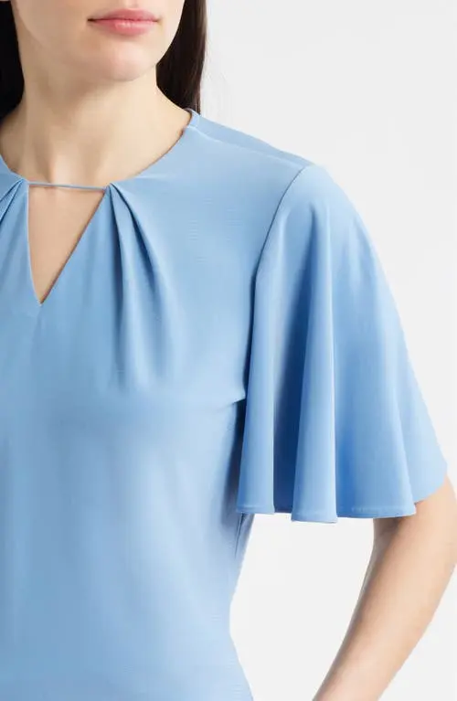 Anne Klein Pleat Neck Bell Sleeve Top - Lagoon