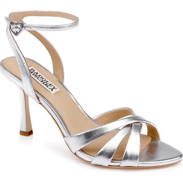 Badgley Mischka Xeilani Ankle Strap Sandal - Silver Leather