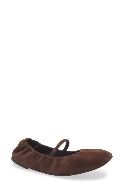REFORMATION Buffy Mary Jane Ballet Flat - Espresso Suede
