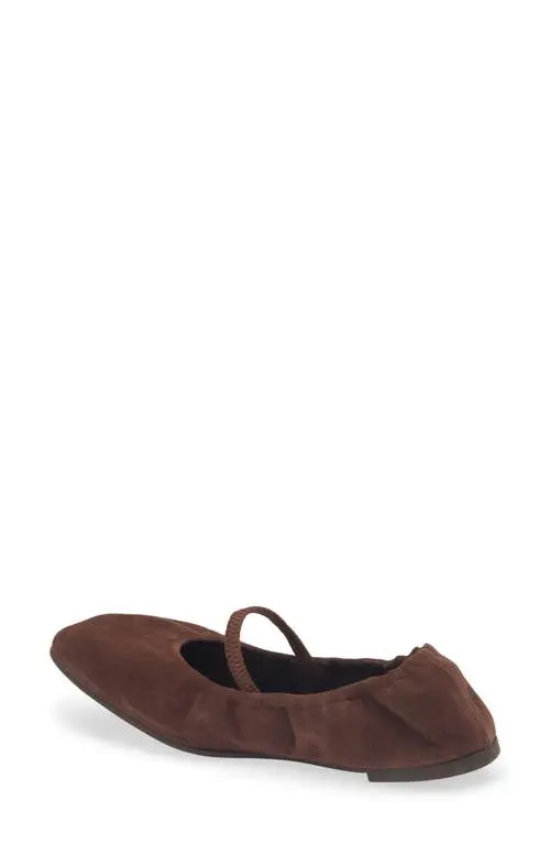 REFORMATION Buffy Mary Jane Ballet Flat - Espresso Suede