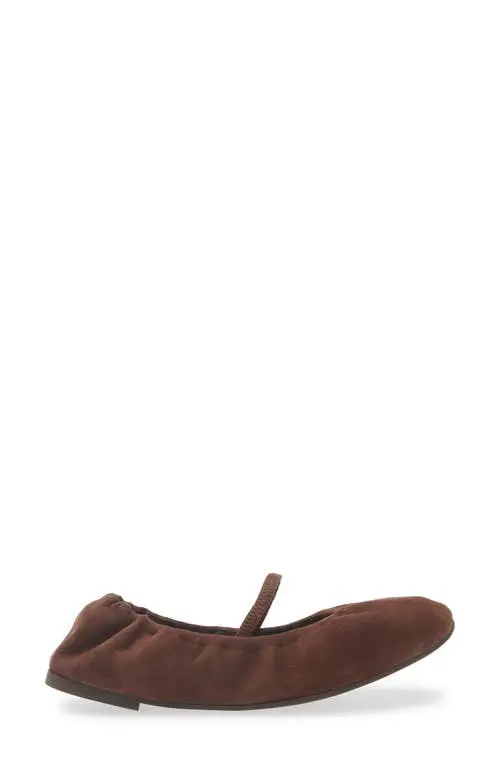 REFORMATION Buffy Mary Jane Ballet Flat - Espresso Suede