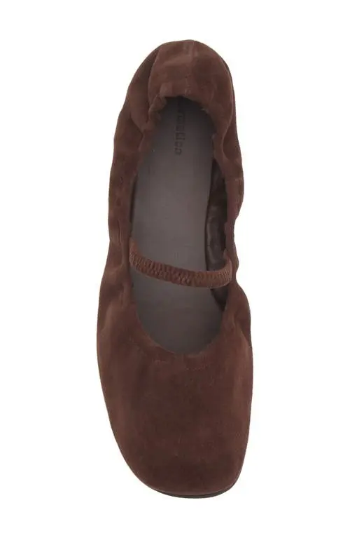 REFORMATION Buffy Mary Jane Ballet Flat - Espresso Suede