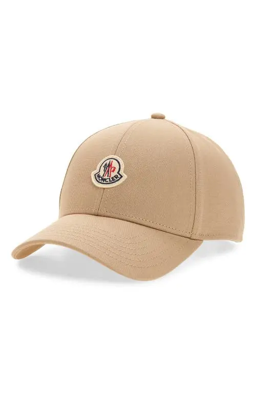 Moncler Logo Patch Cotton Gabardine Baseball Cap - 222-sesame