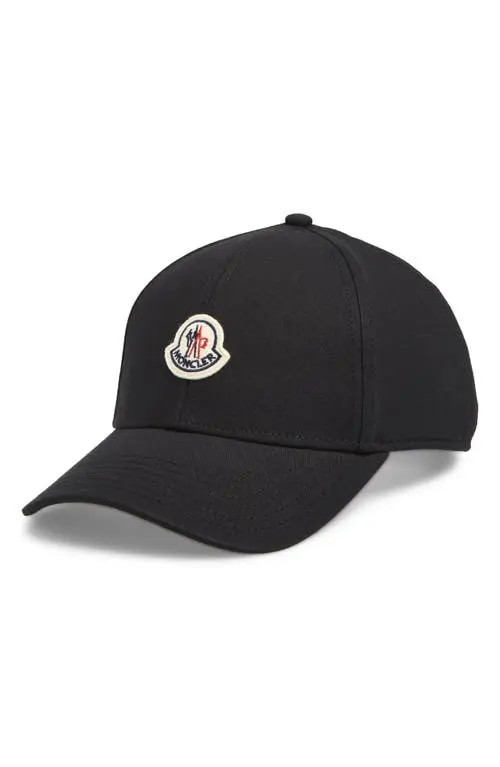 Moncler Logo Patch Cotton Gabardine Baseball Cap - 999-black