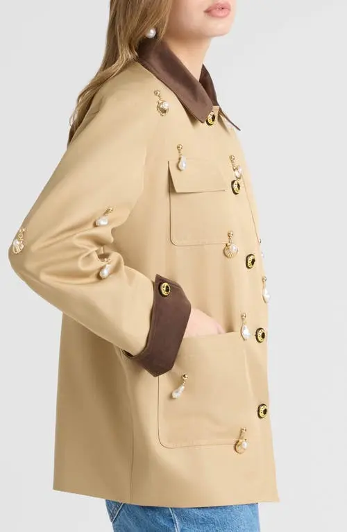 NVLT Twill Jacket With Faux Pearl Charms