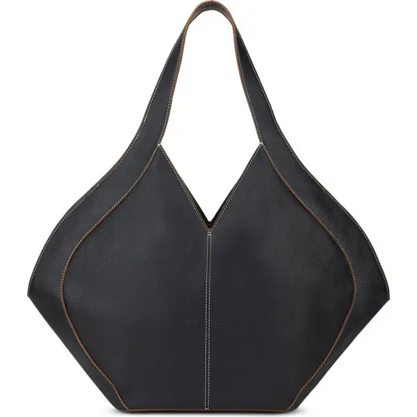 BEHNO Safra Pebble Leather Tote - Black