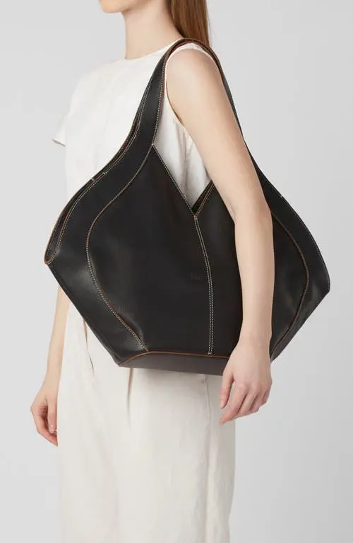 BEHNO Safra Pebble Leather Tote - Black