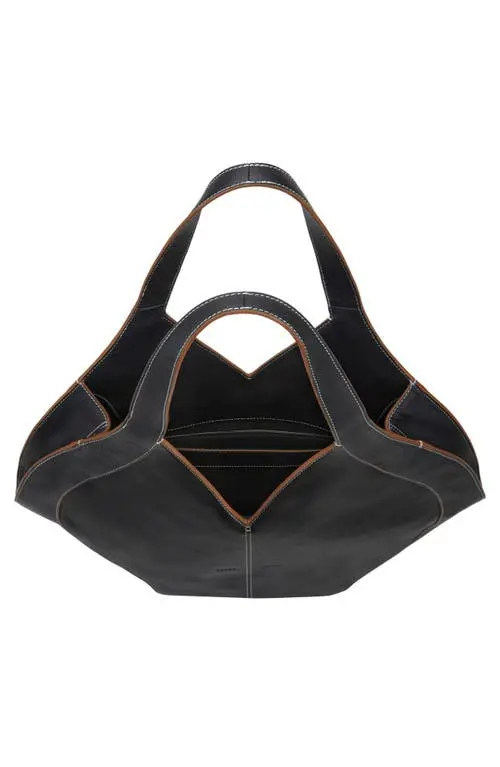 BEHNO Safra Pebble Leather Tote - Black