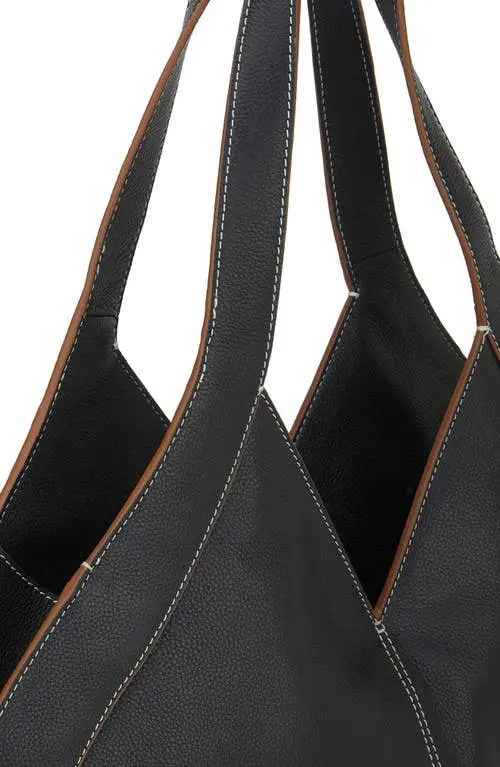 BEHNO Safra Pebble Leather Tote - Black