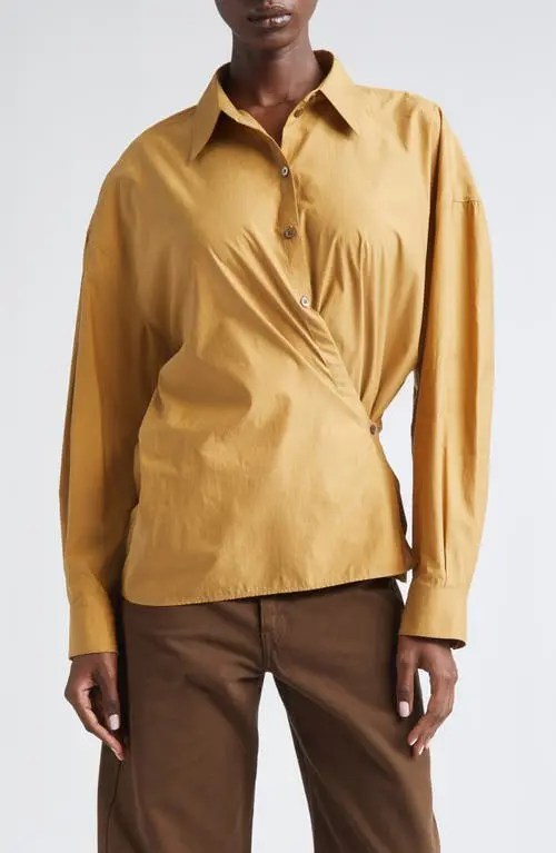 LEMAIRE Twisted Cotton & Silk Button-up Shirt - Cumin