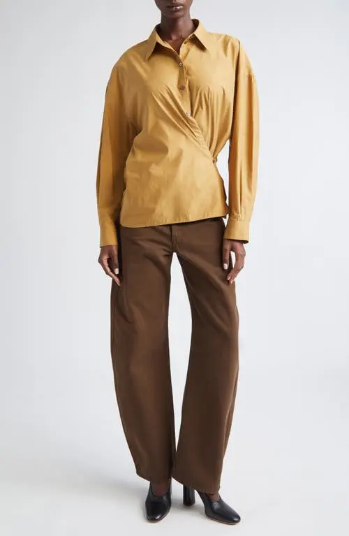 LEMAIRE Twisted Cotton & Silk Button-up Shirt - Cumin