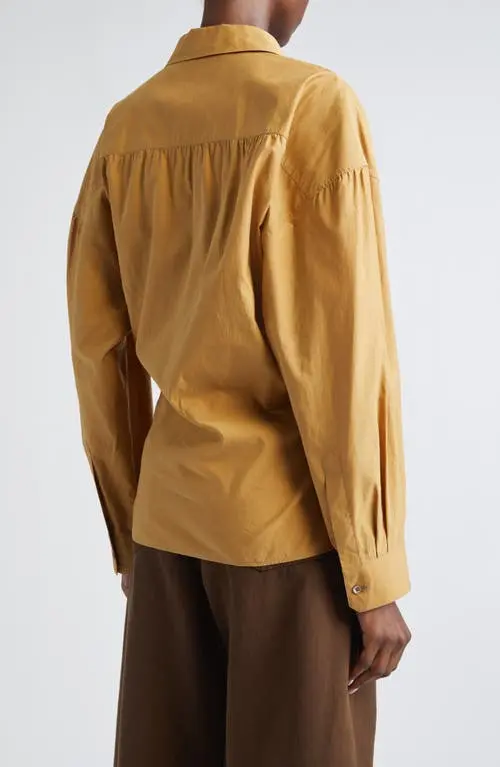 LEMAIRE Twisted Cotton & Silk Button-up Shirt - Cumin