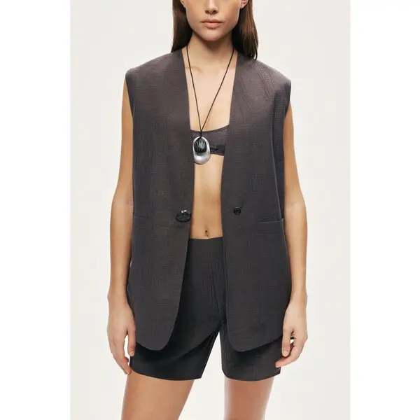 NOCTURNE Tailored Sleeveless Vest - Anthracite