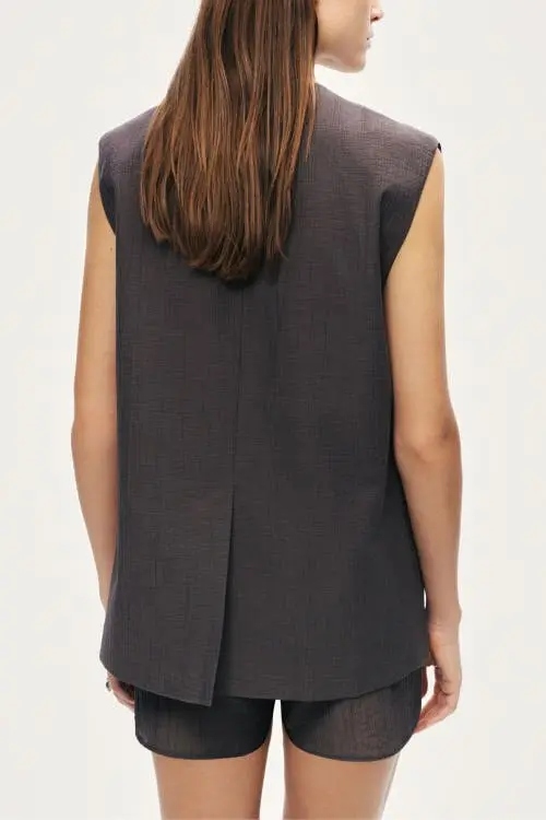 NOCTURNE Tailored Sleeveless Vest - Anthracite