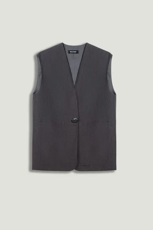 NOCTURNE Tailored Sleeveless Vest - Anthracite