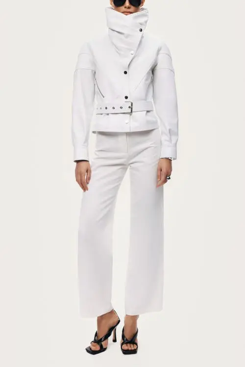 NOCTURNE High-neck Belted Leather Jacket