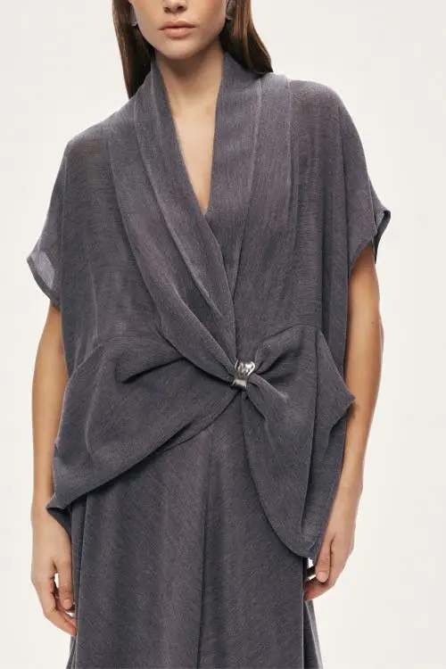 NOCTURNE Draped Wrap Blouse