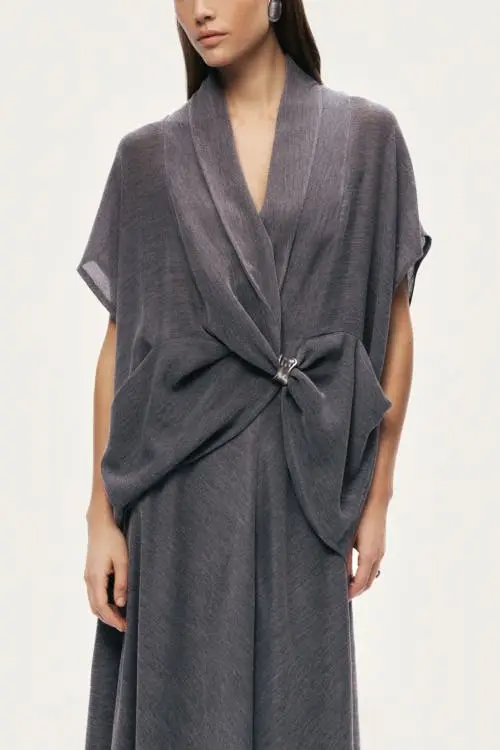 NOCTURNE Draped Wrap Blouse