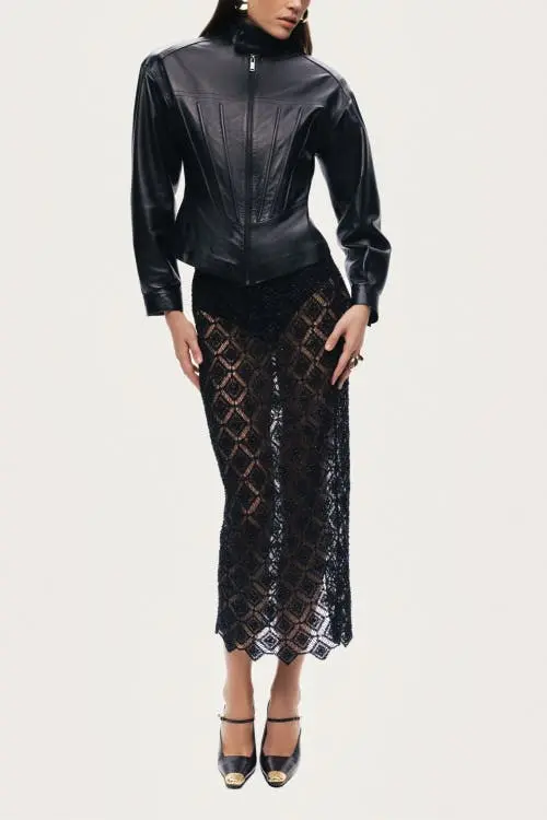 NOCTURNE Fitted Zip-front Leather Jacket