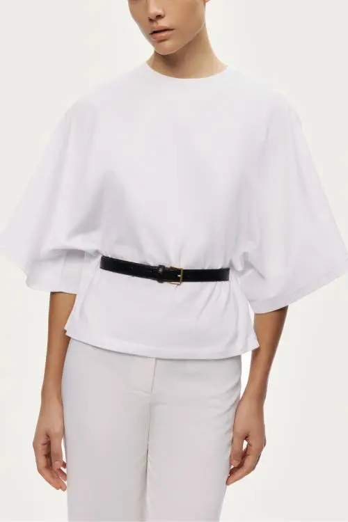 NOCTURNE Belted Oversized T-shirt - Ivory