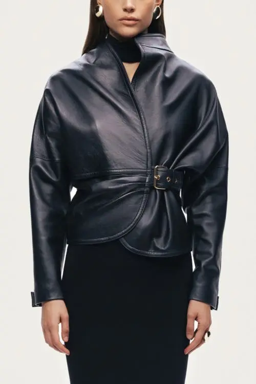NOCTURNE Leather Wrap Jacket