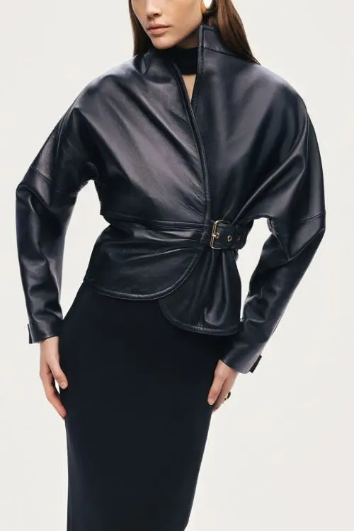 NOCTURNE Leather Wrap Jacket