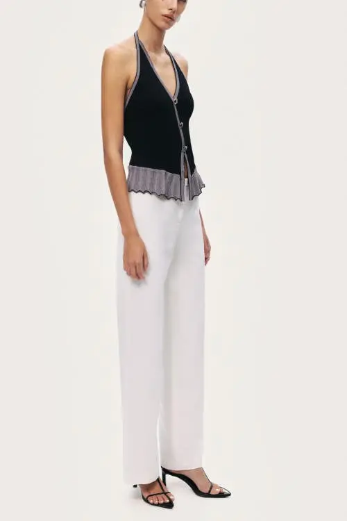 NOCTURNE Halter Ribbed Knit Top