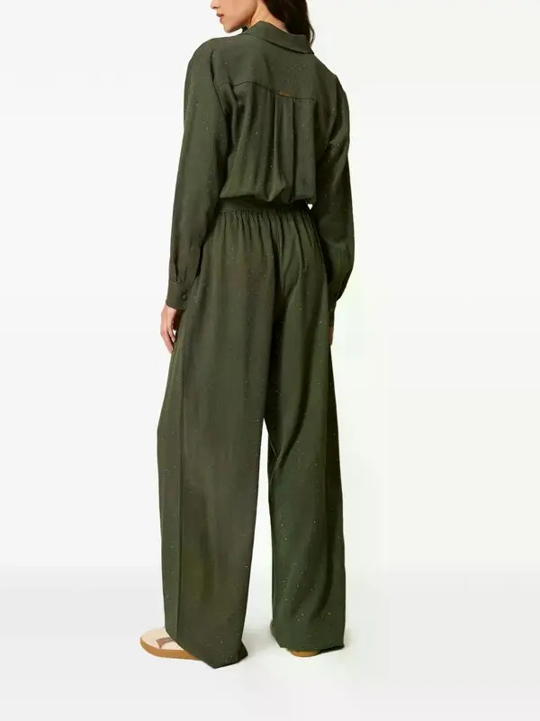 TWINSET Embellished Twill Jumpsuit With Micro Studs