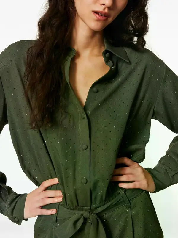 TWINSET Embellished Twill Jumpsuit With Micro Studs