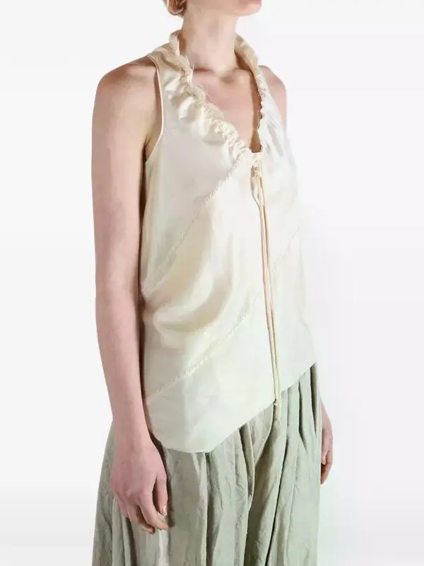 YEHUAFAN Ruffle Trim Top - Neutrals
