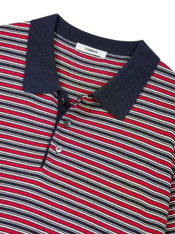 STUDIO TOMBOY Striped Polo Shirt - Red