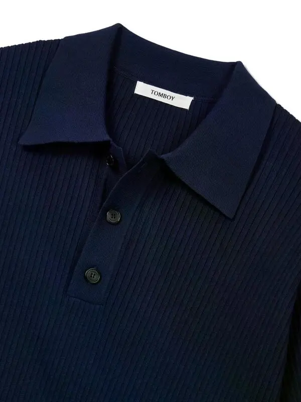 STUDIO TOMBOY Ribbed Knit Polo Shirt