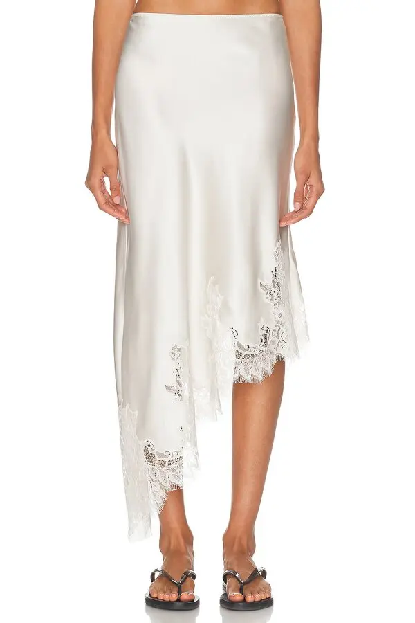 SRG Silk Skirt With Lace Trim
