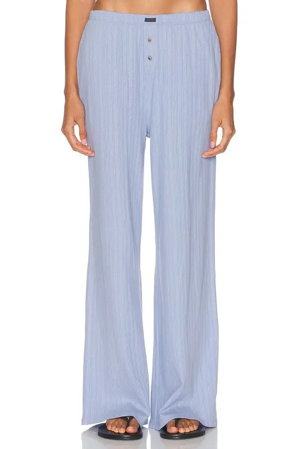 Lunya Pointelle Wide Leg Pant - Bluebell Bloom