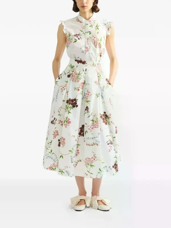 Erdem Floral-print Ruffled Shirt - White