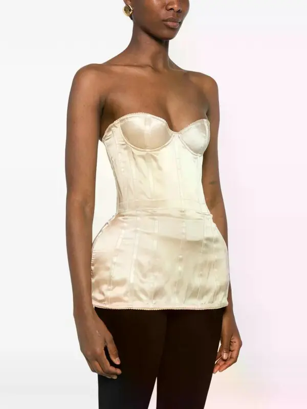 Magda Butrym Silk Corset Top - Neutrals
