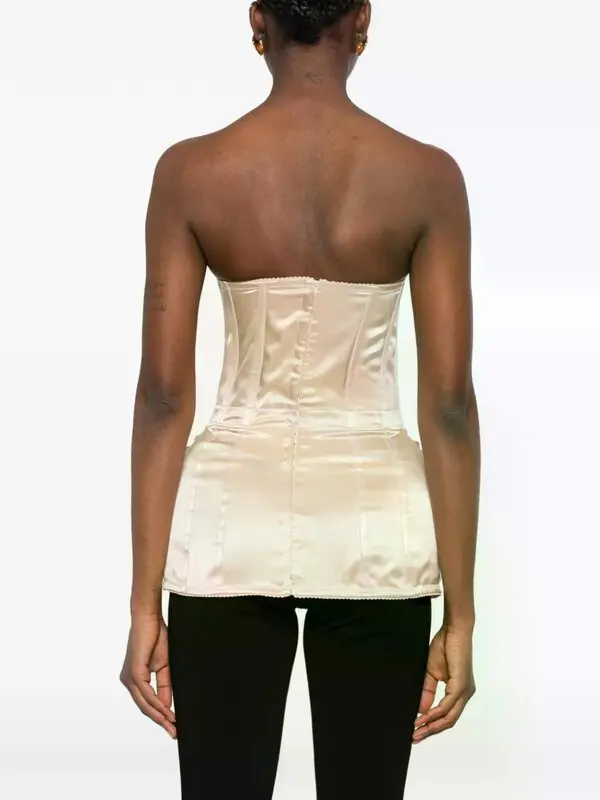 Magda Butrym Silk Corset Top - Neutrals