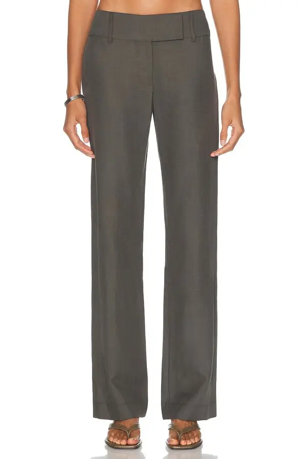 Enza Costa Twill Minimal Trouser - Black Olive